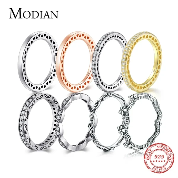 Modian Silver Gold Rose Shining Rings for Women Fashion 100% 925 ...